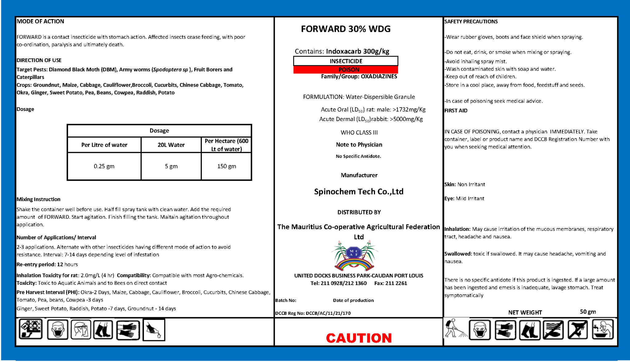 FORWARD 30% WDG 50 GM - THE MAURITIUS CO-OPERATIVE AGRICULTURAL ...