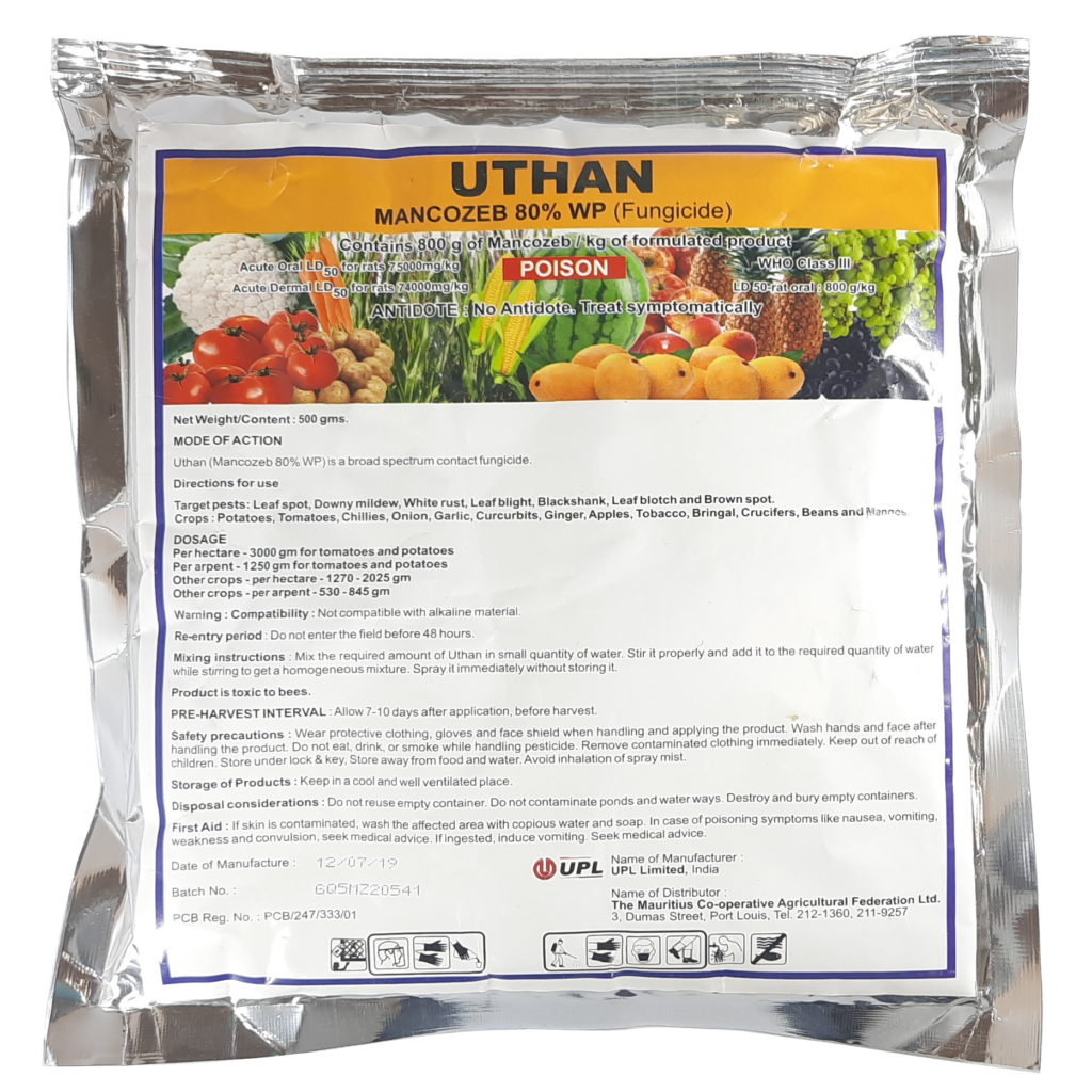 UTHAN 80WP 500GM And 10KG - THE MAURITIUS CO-OPERATIVE AGRICULTURAL ...